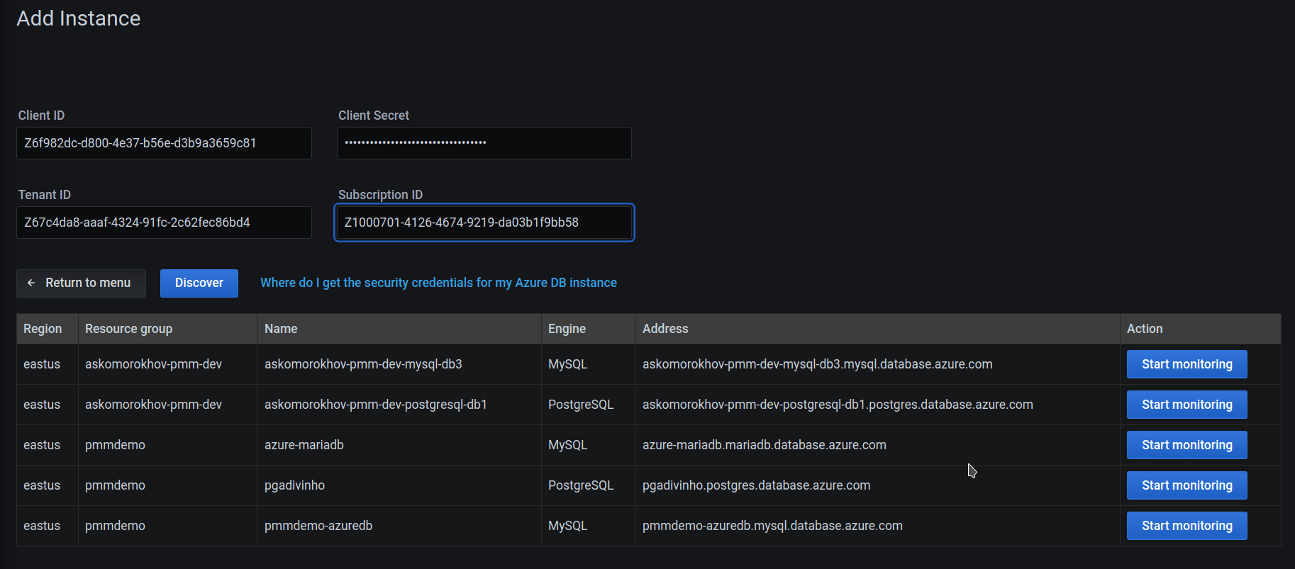Add Microsoft Azure Monitoring Within Percona Monitoring and Management 2.16.0