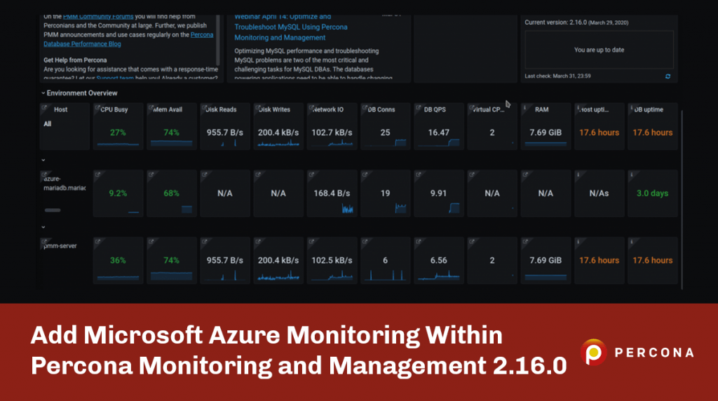 Add Microsoft Azure Monitoring Within Percona Monitoring and Management 2.16.0