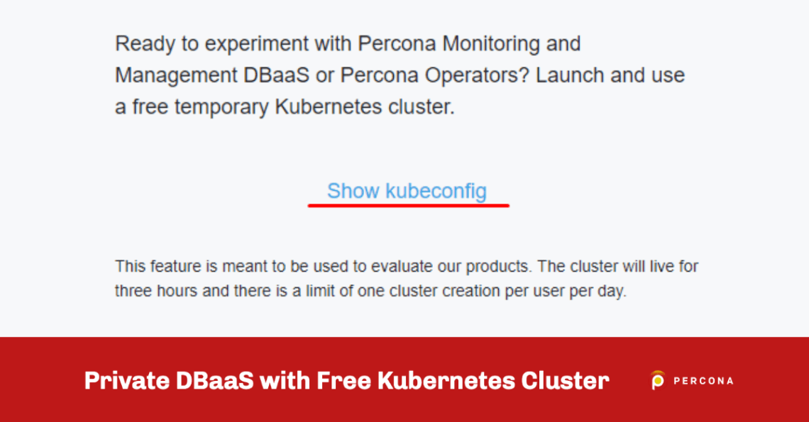 Private Dbaas With Free Kubernetes Cluster